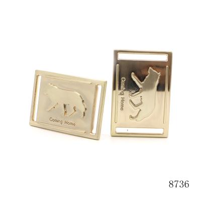 China Brushed Gold Plating Bag Metal Logo Rectangle Tag Plate Custom Metal Embossed Logo Plate for Bag Strap for sale