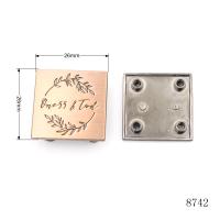 China Custom Engraved Square Metal Brand Tags With Screws Premium Logo Plates For Leather Bags And Furniture for sale