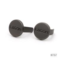 China Custom Small Metal Disc Logo Plate With Prong Matte Black Chrome Plated Tiny Logo Tag for sale