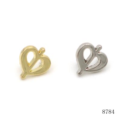 China Custom Logo Name Tags Heart Shape Handbag Logo Labels Purse Wallet Small Logo Pin Stud for sale