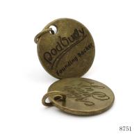 China Personalized Embossed Logo Antique Bronze Round Zinc Alloy Tag Decorative Metal Pendant Tag for Dog Collar and Bag Accessories for sale