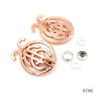 China Custom Hollow Out Bag Hardware Metal Logo Tag Rose Gold Brand Plate with Rivet Studs for Leather Bags for sale
