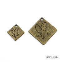 China Vintage Antique Brass 25mm Square Metal Label Tag Custom Engraved Metal Pendant for Bags or Key Chain for sale