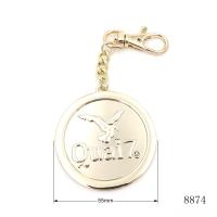 China Quality Metal Brand Logo Tag Charm Key Chain Ring Clasp Charm Tag Metal Round Logo Label Keychain Tag for sale