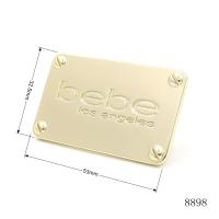 China Luxury Bag Brand NamePlate Handbag Metal Logo Label Light Gold Custom Plate Hardware for sale