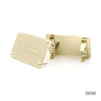 China Luxury Bag Brand NamePlate Handbag Metal Logo Label Light Gold Custom Plate Hardware for sale