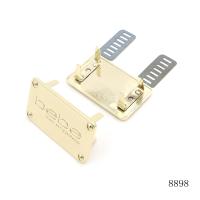 China Luxury Bag Brand NamePlate Handbag Metal Logo Label Light Gold Custom Plate Hardware for sale