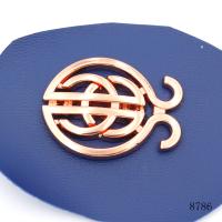 China Custom Hollow Out Bag Hardware Metal Logo Tag Rose Gold Brand Plate with Rivet Studs for Leather Bags for sale