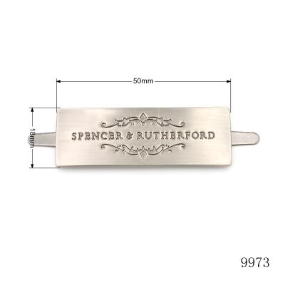 China Bag Accessories Metal Logo Nameplate Custom Metal Logo Label Quality Bag Brand Name Tag Label for sale