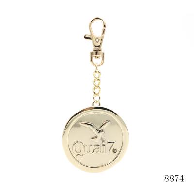 China Quality Metal Brand Logo Tag Charm Key Chain Ring Clasp Charm Tag Metal Round Logo Label Keychain Tag for sale