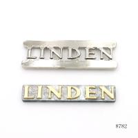 China Gold & Silver Plating Luxury Bag Metal Logo Custom Metal Letter Logo Plate for Handbag for sale