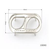 China Wholesale Custom Logo Double D Zinc Alloy Plate with Four Prongs, Bulk Embossed Brand Metal Nameplate for Designer Handbags for sale