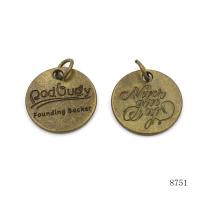 China Personalized Embossed Logo Antique Bronze Round Zinc Alloy Tag Decorative Metal Pendant Tag for Dog Collar and Bag Accessories for sale