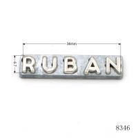 China Custom Metal Letter Logo Plate 36x6.7mm Eco Friendly Zinc Alloy for Bag Purse for sale
