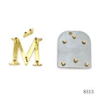 China Golden Custom Metal M Letter Custom Shape Metal Logo Zinc Alloy Brand Logo Label  For Clothing for sale