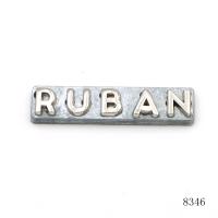China Custom Metal Letter Logo Plate 36x6.7mm Eco Friendly Zinc Alloy for Bag Purse for sale