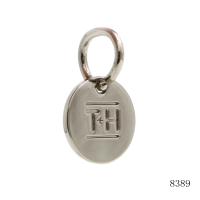 China Custom 12.5mm Round Metal Logo Tags for Handbag Keychain Brand Charm Accessories for sale