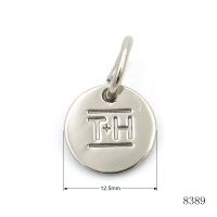 China Custom 12.5mm Round Metal Logo Tags for Handbag Keychain Brand Charm Accessories for sale