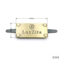 China Brushed Antique Brass Bag Metal Logo Square Custom Logo Name Tags for Lady Handbag or Bags for sale