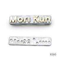 China Custom Metal Letter Logo Plate 35x6.3mm Zinc Alloy Handbag Hardware Gold Electroplated for sale