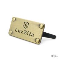 China Brushed Antique Brass Bag Metal Logo Square Custom Logo Name Tags for Lady Handbag or Bags for sale
