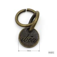 China Antique Brass Metal Coin Tag Custom Logo Round Tag Key Chain Clasp Charm Circle Tag for sale