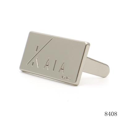 China Zinc Alloy Rectangle Metal Label Logo Custom Metal Logo Plates Logo Name Plate for Handbags for sale