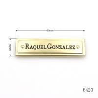 China Gold Plating Bag Hardware Logo Name Plate Custom Engraved Name Tags with Screw Back for sale
