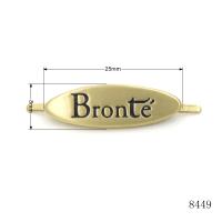 China Bag Parts Accessories Cap Hat Logo Label Engraving Gold Plated Metal Logo with Iron Prongs for sale