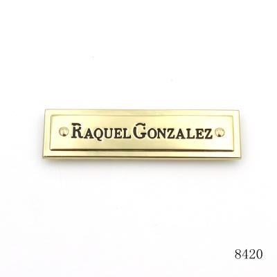 China Gold Plating Bag Hardware Logo Name Plate Custom Engraved Name Tags with Screw Back for sale