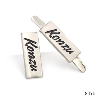 China Rectangle Bag Metal Label Logo Custom Engraved Logo Plate with Black Oil for sale