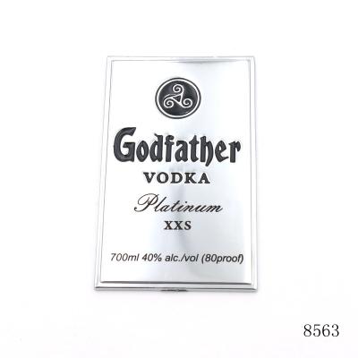 China High End Wine Bottle Metal Logo Custom Metal Label Plate Laser Printing Tag Plate with Black Enamel for sale