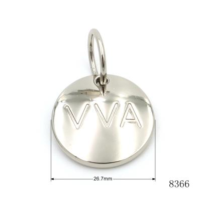 China Custom Engraved Metal Circle Name Tags 26.7mm Eco Friendly Zinc Alloy for Bags for sale
