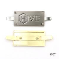 China Personalized Brand Design Rectangle Metal Label Plate Custom Engraved Metal Bag Logo Name Plate for sale