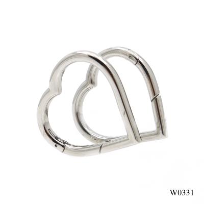 China 30mm Heart Shape Stainless Steel Spring Ring Carabiner Keychain DIY Accessories for sale