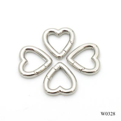 China Quality Stainless Steel Heart Shape Spring Ring Key Chain Clasp Carabiner Ring Snap Spring Clip for sale