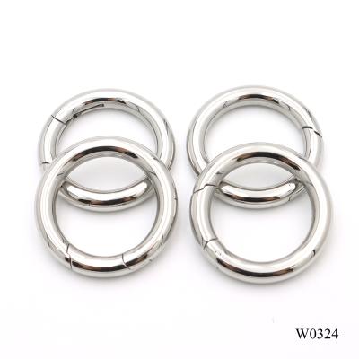 China Stainless Steel Spring Clasp Metal O Ring 1 Inch Round Carabiner Keychain Ring Clip for sale