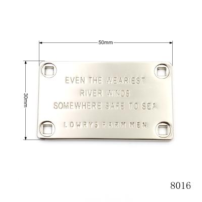 China Custom Metal Square Plate Label for Bag Accessories OEM ODM 500pcs MOQ for sale
