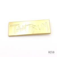 China Custom Gold Metal Logo Plate 65x24mm Engraved Brand Name Plate for Handbags for sale