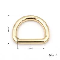 China Light Gold Plated Seamless Die Cast Metal Round Wire D Ring 20mm Bag Strap Connector Buckle for sale