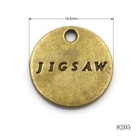 China Antique Brass Round Coin Tag Custom Logo Charm Circle Tags for Metal Key Chain 500pcs MOQ for sale