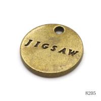 China Antique Brass Round Coin Tag Custom Logo Charm Circle Tags for Metal Key Chain 500pcs MOQ for sale