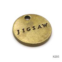 China Antique Brass Round Coin Tag Custom Logo Charm Circle Tags for Metal Key Chain 500pcs MOQ for sale