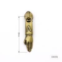 China 39mm High Quality Metal Zipper Puller, Custom Logo Hand Shape Zip Pull Charms, Antique Brass Wholesale Zipper Pullers Manufacturer for Bag Clothing for sale
