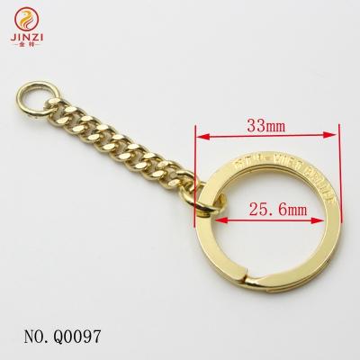 China Quality Metal Key Chain Key Ring Custom Logo Metal Split Ring with Chain One Inch Keychain Rings for sale