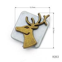 China Zinc Alloy Deer Custom Metal Emblem Customized Branding Plate, Custom 3D Embossed Animal Logo Nameplate with Backs Heavy‑Duty Vintage Metal Badge for Handbags Leather Accessories for sale