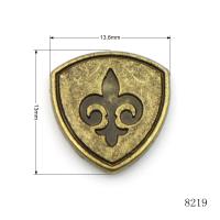 China Custom Embossed Logo Metal Name Plates for Handbags, Antique Bronze Shield Shape Engraved Nameplate, Personalized Metal Name Tag Hardware Accessories for Bags for sale