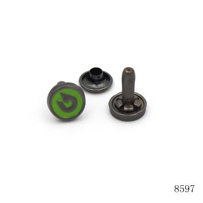 China Custom Round Zinc Alloy Screw Rivets with Enamel Logo, Metal Decorative Stud Buttons, Color Filled Logo Screw Back Rivets for Bags, Backpacks, Leather Crafts and Garment Hardware Accessories for sale