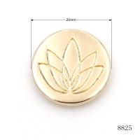 China Custom Zinc Alloy Metal Screw Rivet, Gold Plated Embossed Lotus Logo Round Bag Stud, Double Cross Screw Back Design, Decorative Metal Plate Rivet for Handbag, Purse, Wallet and Leather Craft Hardware for sale