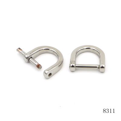 China Wholesale Polished Silver Zinc Alloy D Shackle with Screw Pin, Removable U Shape D Ring Buckle, Metal Hardware Fitting for Handbag, Backpack, Luggage Strap, Pet Collar and Leash Connection for sale